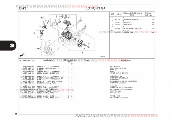 E23 - BỘ HỌNG GA KIM PHUN - HONDA WINNER X V2 2019 (K56L) - Phụ Tùng ...