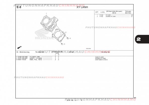 E5 - XY LANH - HONDA WINNER X V2 2019 (K56L) - Phụ Tùng Nhập Khẩu Chính ...