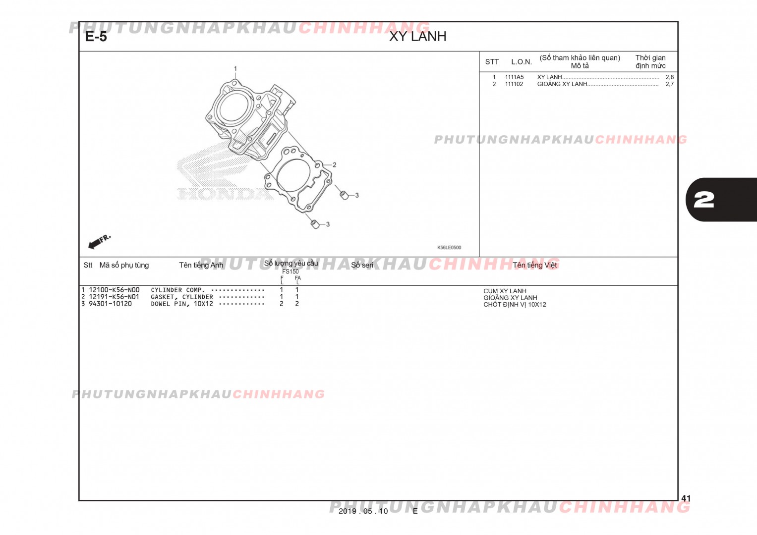 E5 - XY LANH - HONDA WINNER X V2 2019 (K56L) - Phụ Tùng Nhập Khẩu Chính ...