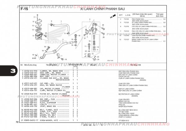 F15 - XY LANH CHÍNH PHANH SAU - HONDA WINNER X V2 2019 (K56L) - Phụ ...