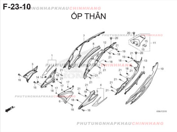 F23-10 - ỐP THÂN - HONDA WINNER X V2 2019 (K56L) - Phụ Tùng Nhập Khẩu Chính Hãng