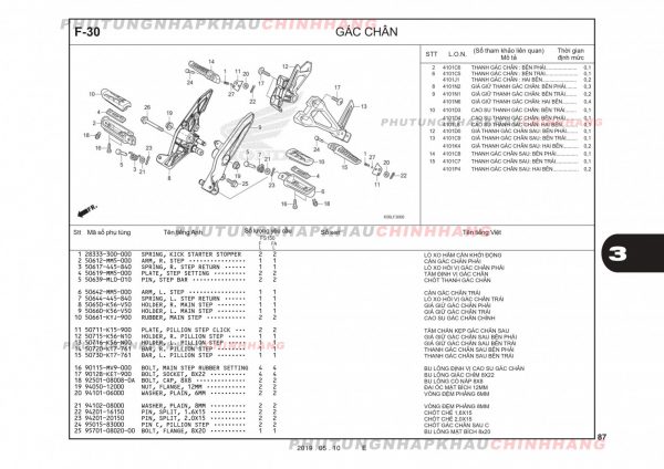 F30 - GÁC CHÂN - HONDA WINNER X V2 2019 (K56L) - Phụ Tùng Nhập Khẩu ...