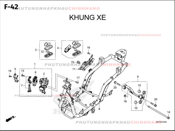 F42 - KHUNG XE - HONDA LEAD 125 4VAL 2025 (K2TS) - Phụ Tùng Nhập Khẩu ...
