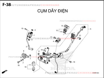 F38 - CỤM DÂY ĐIỆN - HONDA FUTURE 125 2018 (K73) - Phụ Tùng Nhập Khẩu Chính Hãng